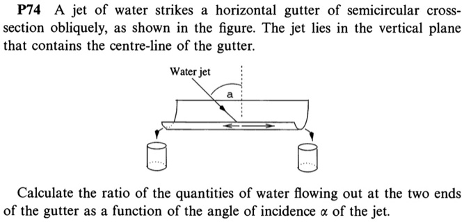 P74 A jet of water strikes a horizontal gutter of semicircular cross ...