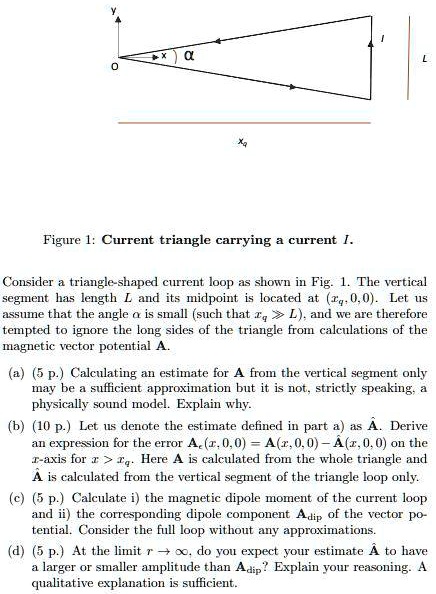 SOLVED: L Figure 1: Current triangle carrying a current I. Consider a ...