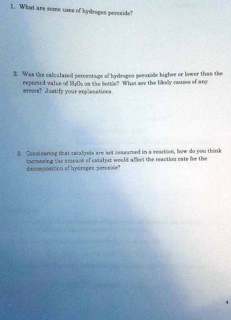 SOLVED: Please answer the 3 questions. What are some uses of hydrogen ...