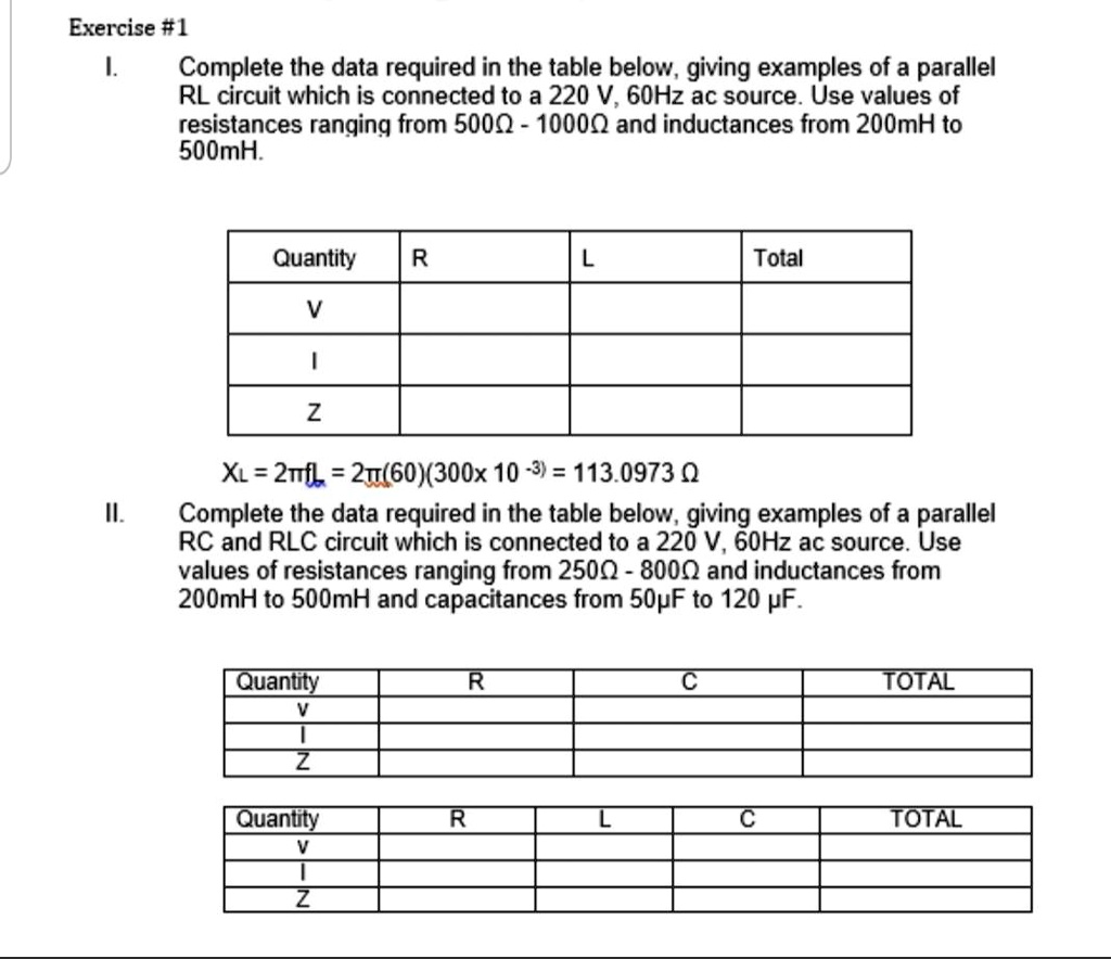SOLVED: SUBJECT: ELECTRIC CIRCUIT THEORY Exercise # [ Complete the data ...