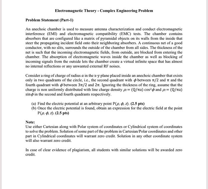 SOLVED: Problem Statement (Part-I) An anechoic chamber is used to ...
