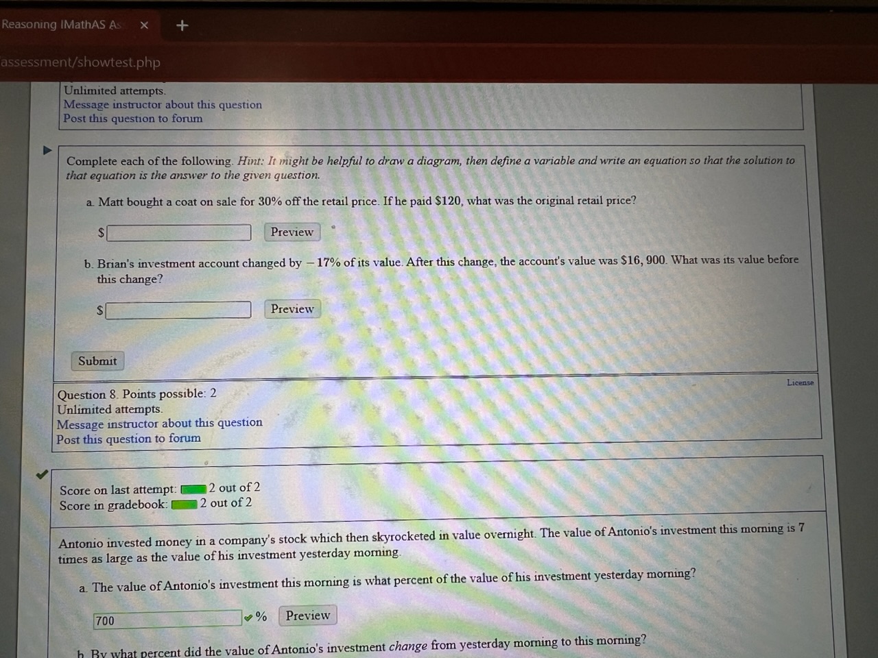 SOLVED: Reasoning IMathAS As assessment/showtest.php Unlimited attempts ... SOLVED: Reasoning IMathAS As assessment/showtest.php Unlimited attempts ...