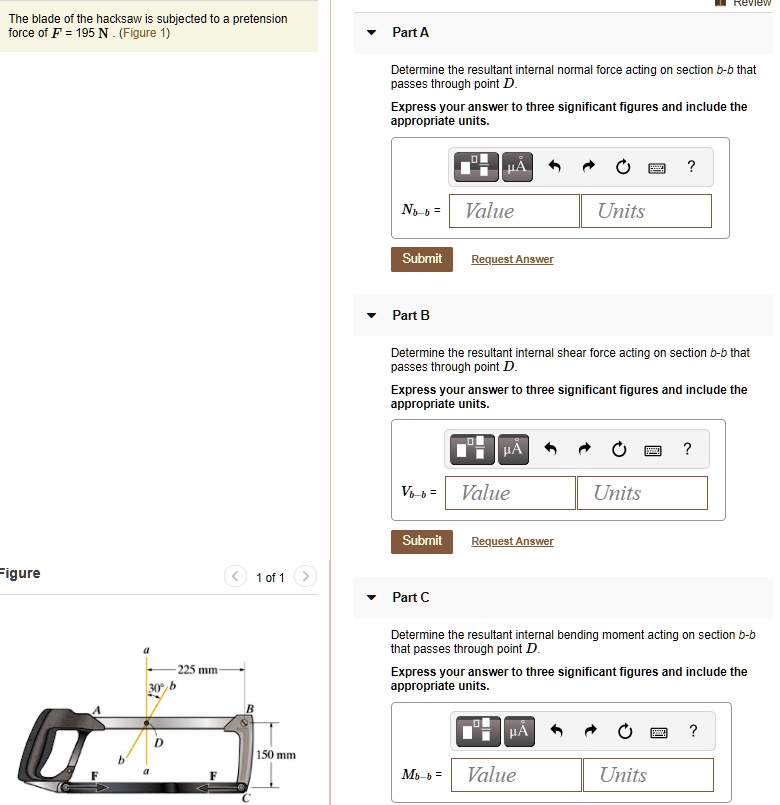 SOLVED: Text Review The blade of the hacksaw is subjected to a ...