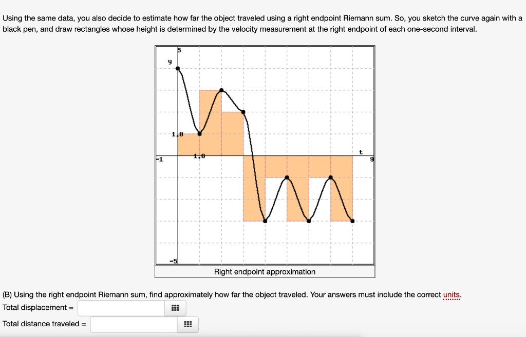 SOLVED: Using the same data, you also decide to estimate how far the object traveled using right ...