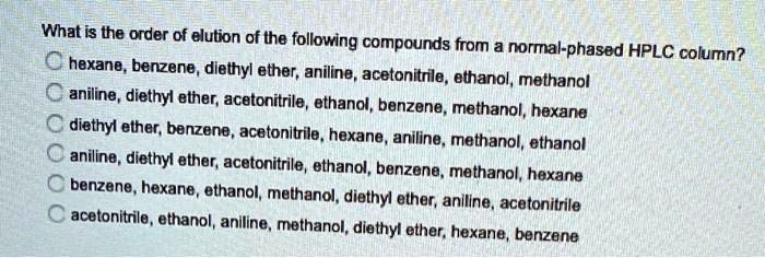 SOLVED: What is the order of elution of the following compounds from a ...