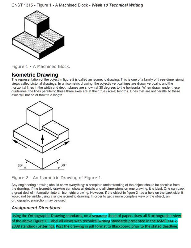 CNST 1315 - Figure 1 - A Machined Block - Week 10 Technical Writing ...