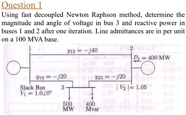 SOLVED: Power System Analysis Question 1: Using the fast decoupled ... SOLVED: Power System Analysis Question 1: Using the fast decoupled ...
