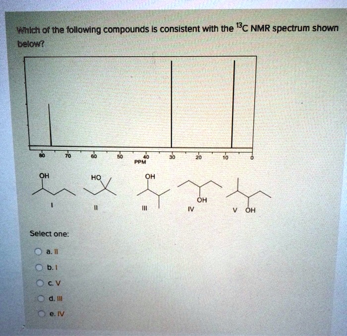 which of the following compounds is consistent with the bc nmr spectrum shown below ppm oh oh oh ...