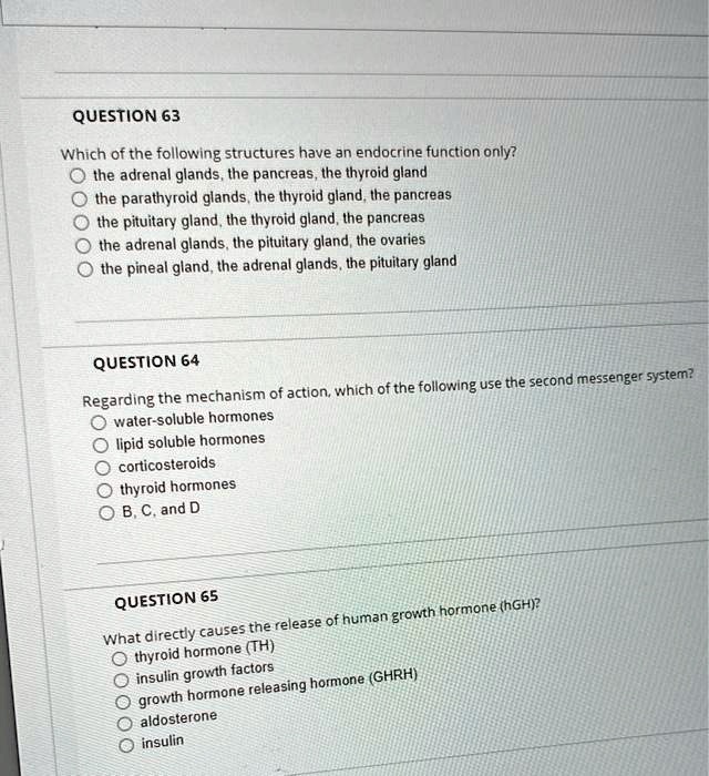 SOLVED: QUESTIONG3 Which of the following structures have an endocrine ...