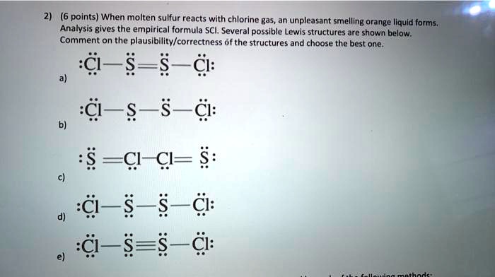 SOLVED: (6 points) When molten sulfur reacts with chlorine gas ...