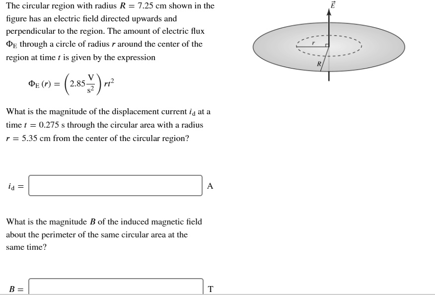 The circular region with radius R = 7.25 cm shown in … - SolvedLib