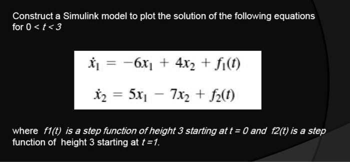 Solved Construct A Simulink Model To Plot The Solution Of The Following Equations For 0 