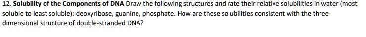 12 solubility of the components of dna draw the following structures ...