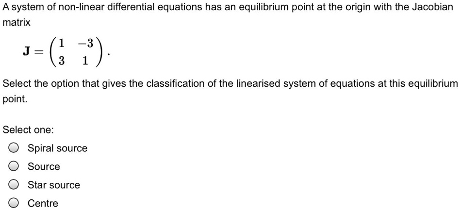 a system of non linear differential equations has an equilibrium point ...
