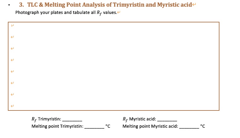 tlc melting point analysis of trimyristin and myristic acide photograph ...