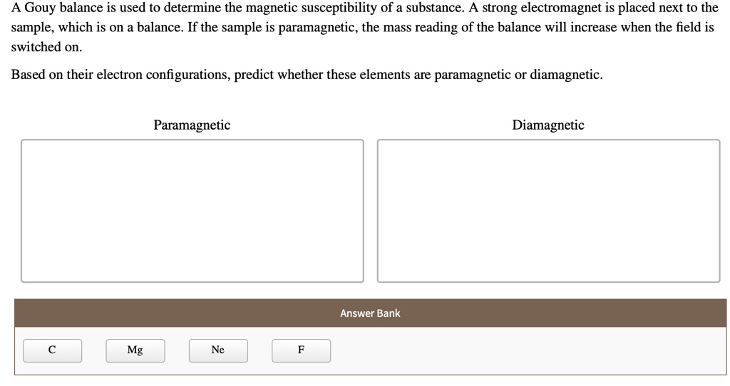 gouy balance is used to determine the magnetic susceptibility of a ...