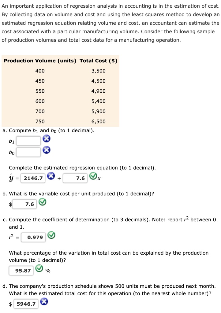 an important application of regression analysis in accounting is in the estimation of cost by ...