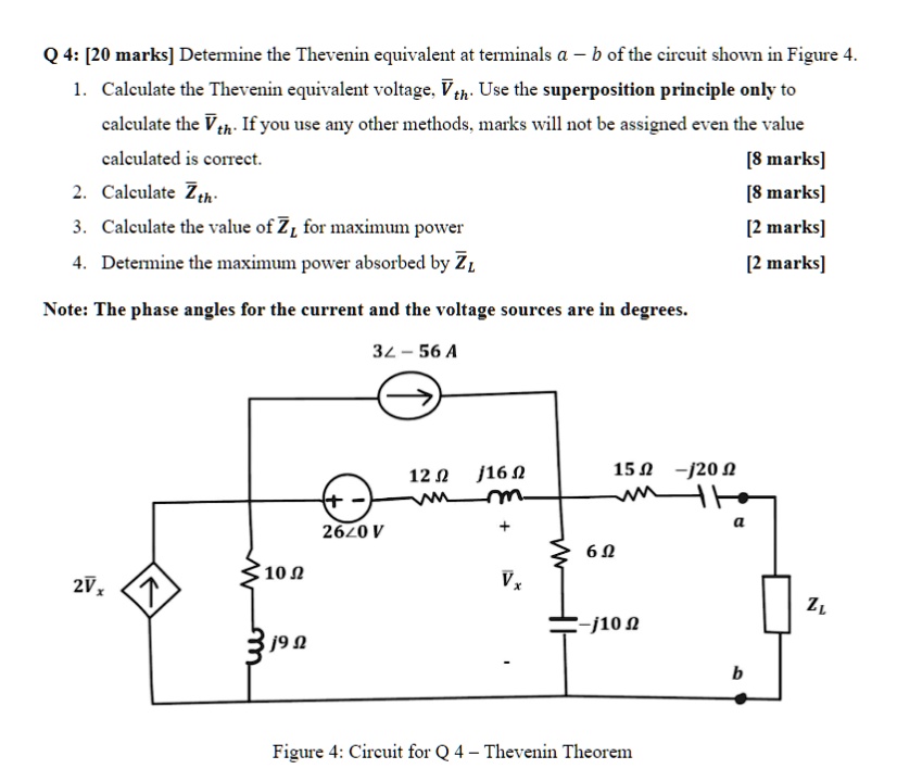 SOLVED: Texts: Q 4: [20 marks] Determine the Thevenin equivalent at terminals a - b of the ...