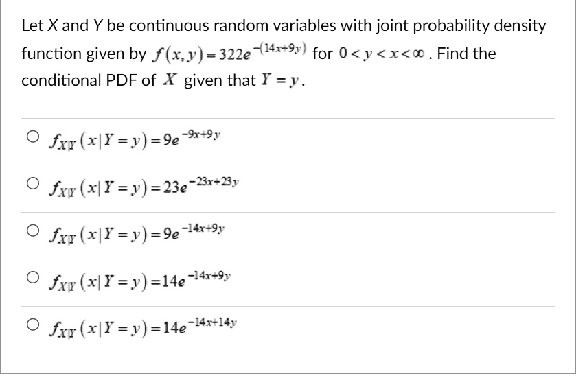SOLVED: Please Help Let X and Y be continuous random variables with joint probability density ...