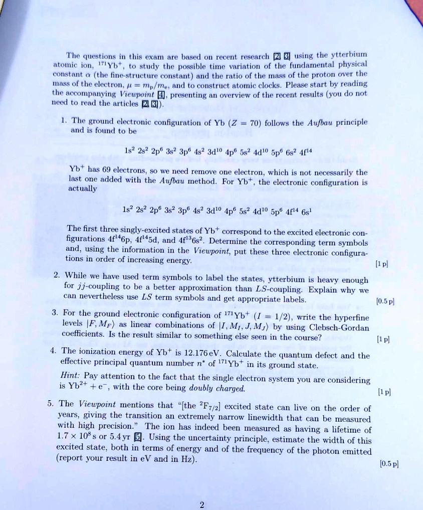 SOLVED: The questions in this exam are based on recent research [2 ...