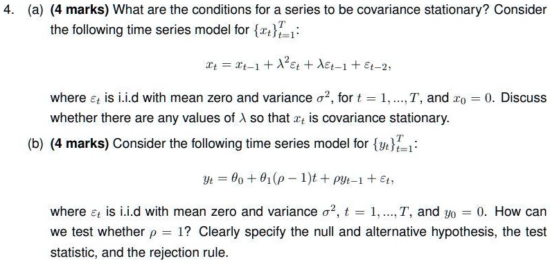 a 4 marks what are the conditions for a series to be covariance ...