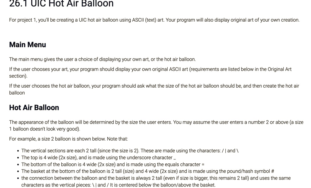 26.1 UIC Hot Air Balloon For project 1, you'll be creating a UIC hot ...