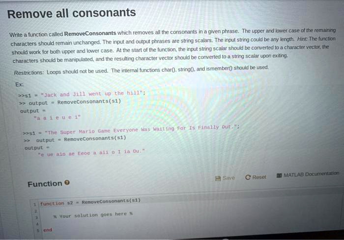 remove all consonants write a function called removeconsonants which removes all the consonants ...