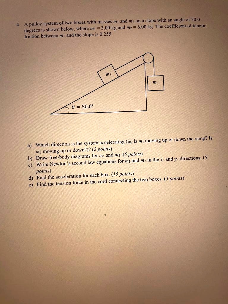 SOLVED:of two boxes with masses mp and mz On a slope with an angle of ...