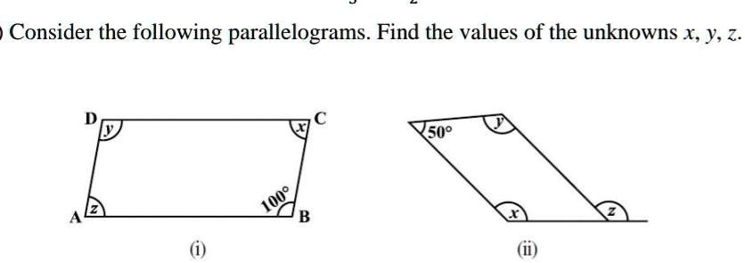 SOLVED: 'Consider the following parallelograms. Find the values of the ... SOLVED: 'Consider the following parallelograms. Find the values of the ...