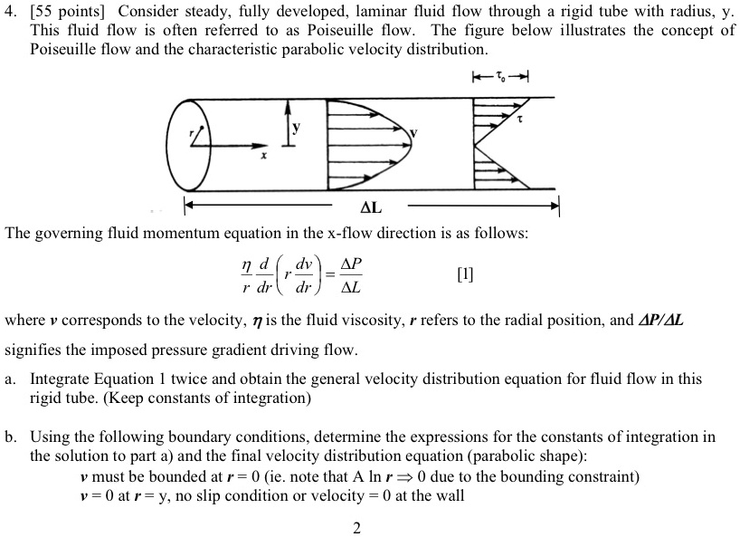 SOLVED: ' [55 points] Consider steady, fully developed, laminar fluid ...