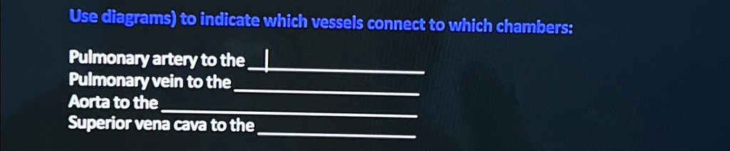 Use diagrams) to indicate which vessels connect to which chambers ...