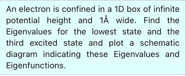 SOLVED: An electron is confined in a ID box of infinite potential ...