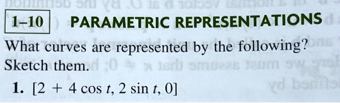 SOLVED: 5 1-10 PARAMETRIC REPRESENTATIONS What curves are represented by the following? Sketch ...