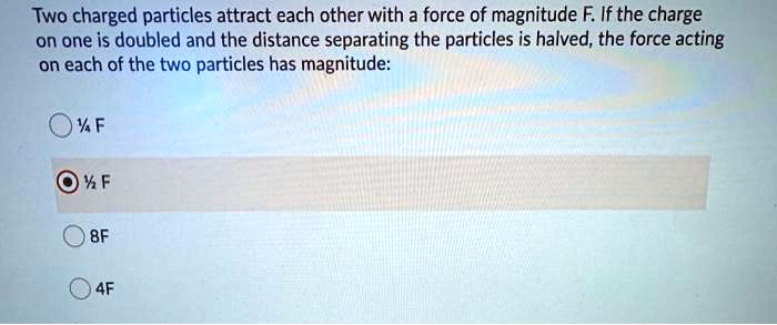 SOLVED: Two charged particles attract each other with a force of ...