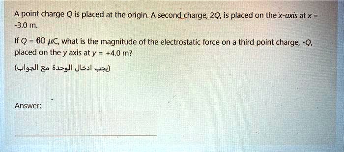 SOLVED: A point charge Q is placed at the origin. A second charge, 2Q, is placed on the x-axis ...