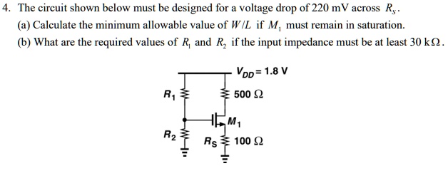 SOLVED: The circuit shown below must be designed for a voltage drop of 220 mV across Rs. a ...