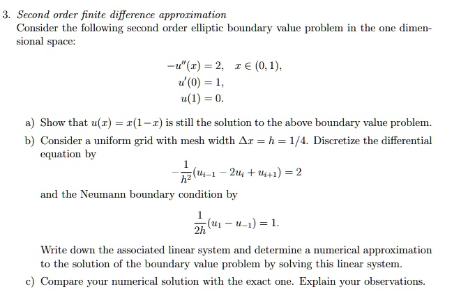 Second Order Finite Difference Approrimation Consider The Following Second Order Elliptic