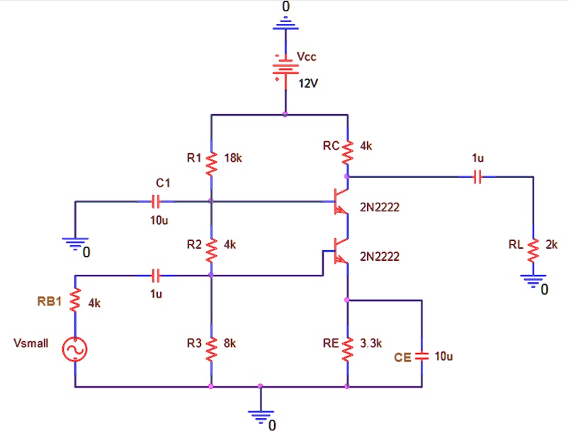 SOLVED: A cascade amplifier is shown in Fig. 2. a) Draw the small signal equivalent circuit for ...