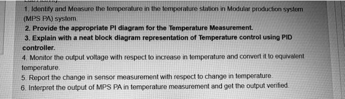 1. Identify and Measure the temperature in the temperature station in ...