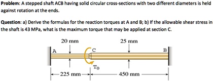 Problem: A stepped shaft ACB having solid circular...
