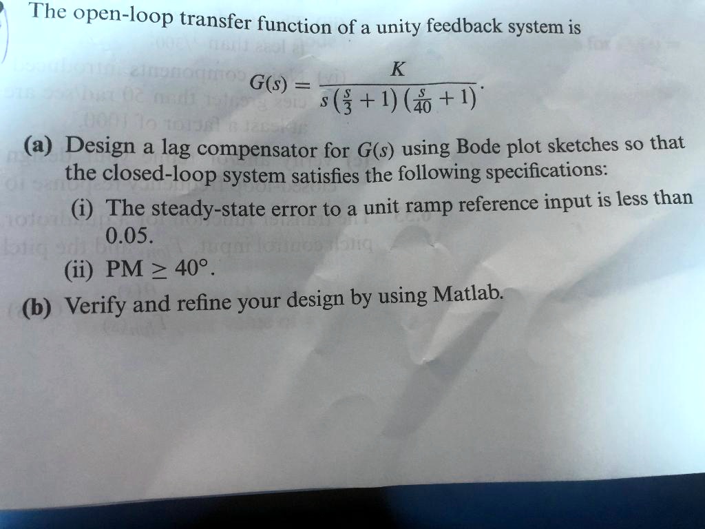 SOLVED: The open-loop transfer function of a unity feedback system is cfioctnog K. (C G(s) = S^7 ...