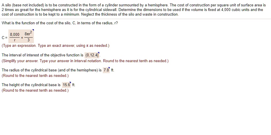 SOLVED: A silo base (not included) is to be constructed in the form of ...