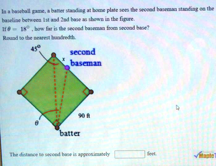 SOLVED: In a baseball game, the batter standing at home plate sees the ...