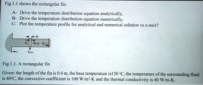 SOLVED: Fig. 1.1 shows the rectangular fin. A - Derive the temperature ...