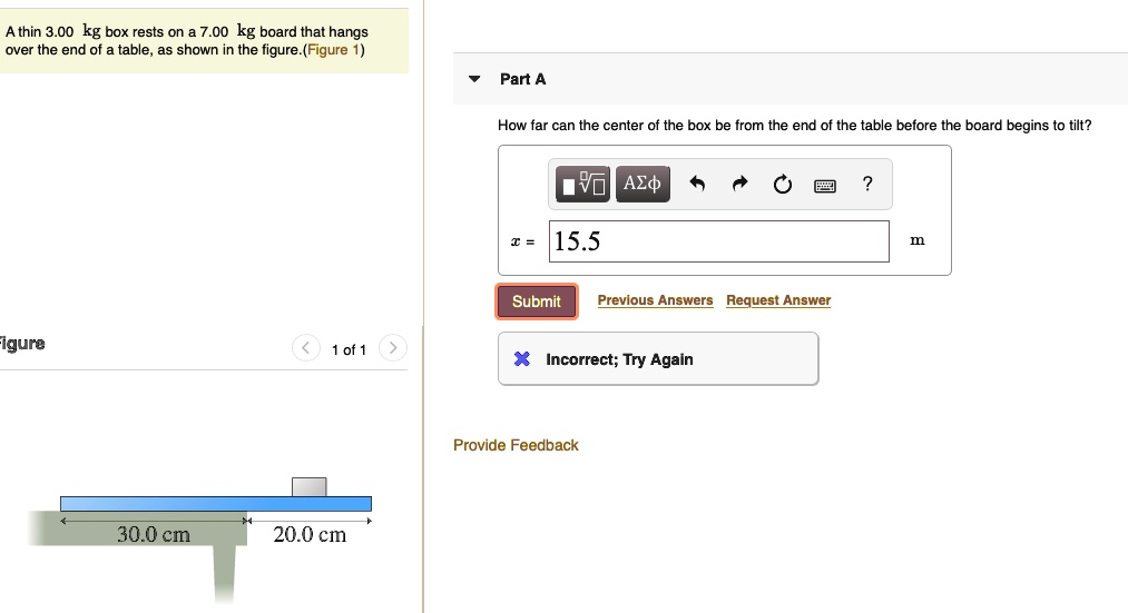 SOLVED: A thin 3.00 kg box rests on a 7.00 kg board that hangs over the ...