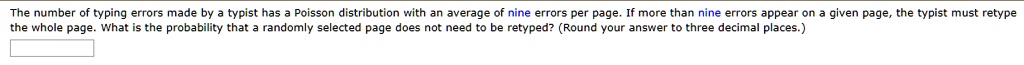 SOLVED: The number of typing errors made by a typist has a Poisson distribution with an average ...