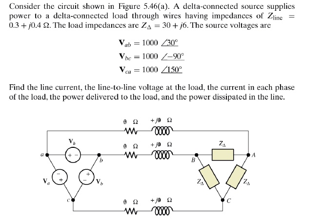 consider the circuit shown in figure 546a a delta connected source ...