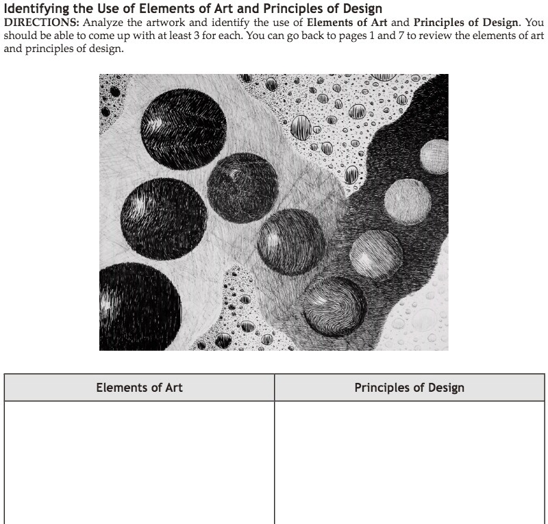 identifying the elements of art and principles of design identifying ...