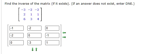 SOLVED: Find the inverse of the matrix (if it exists). (If an answer does not exist, enter DNE: )