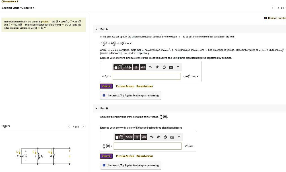 the circuit elements in the circuit in figure 1 are r 200 c 25 f and l ...